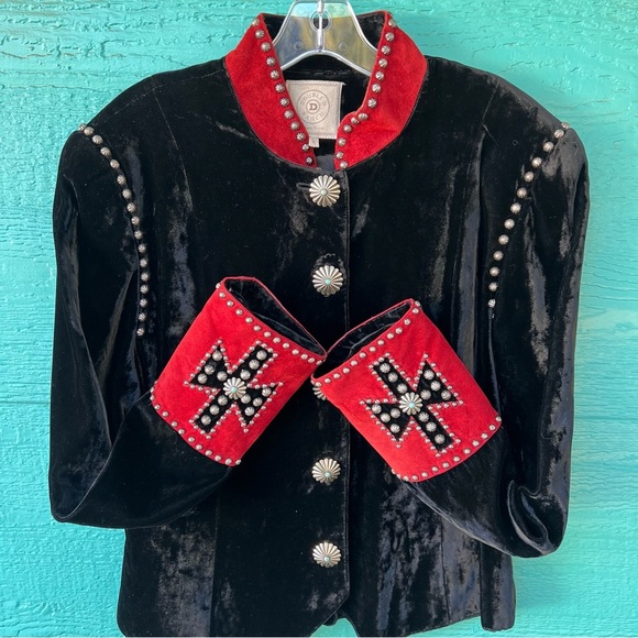 Double D Ranch | Jackets & Coats | Double D Ranch Black Velvet Red ...